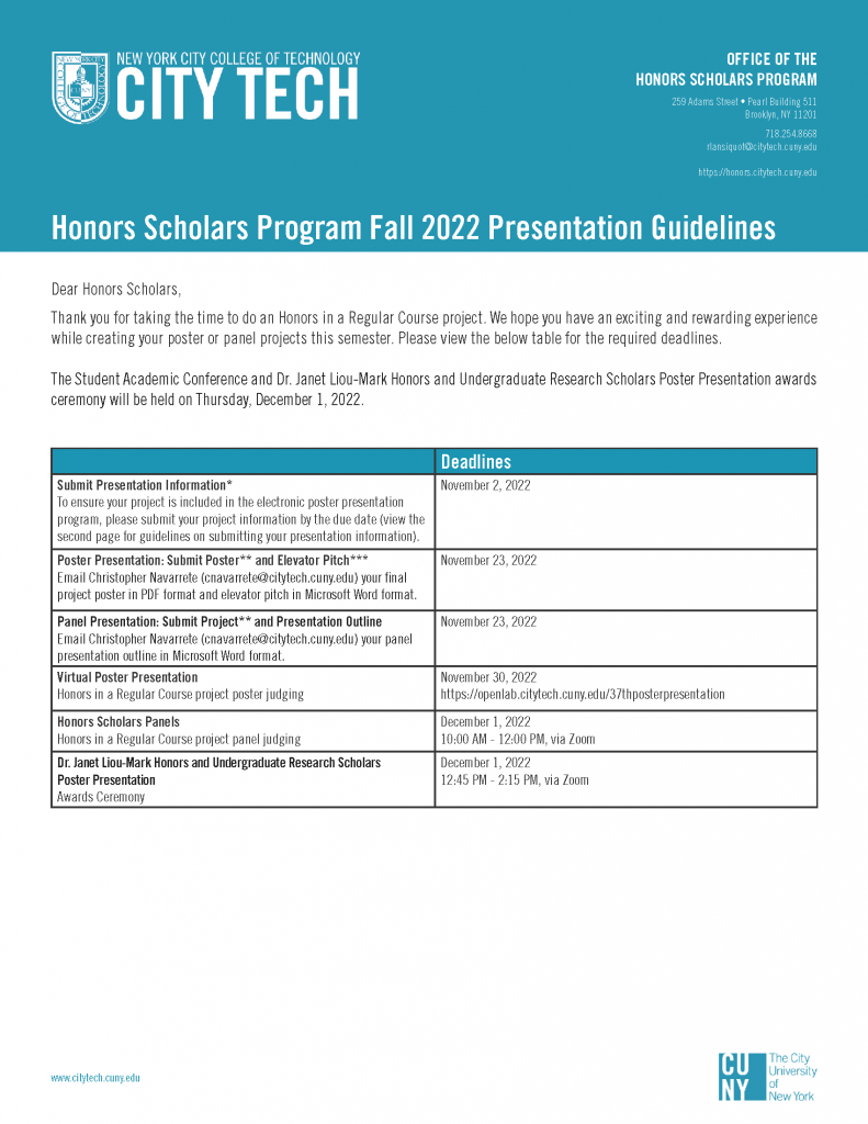 Curriculum – City Tech Honors Program